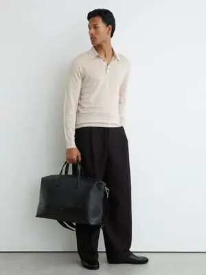 REISS Check-texture Long-sleeve Polo Jumper With Wool