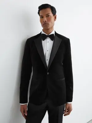 REISS Ace Tailored Fit Velvet Single-breasted Blazer