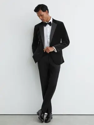 REISS Ace Tailored Fit Velvet Single-breasted Blazer