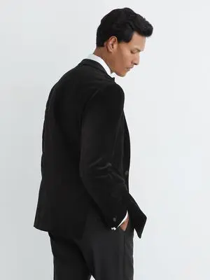 REISS Ace Tailored Fit Velvet Single-breasted Blazer