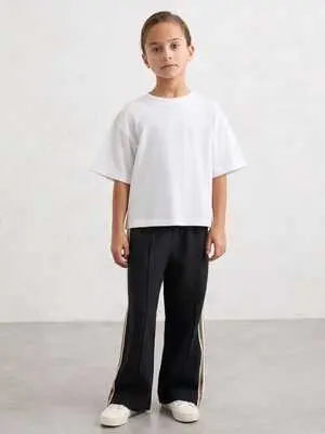 REISS 3-9 Yrs Cotton Blend Side Stripe Trousers - Navy
