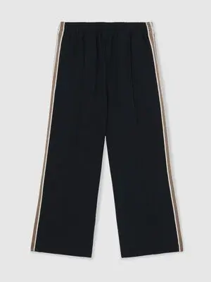 REISS Cotton Blend Straight-leg Trousers With Side Stripes