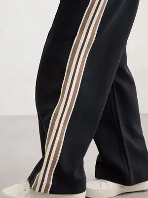 REISS Cotton Blend Straight-leg Trousers With Side Stripes