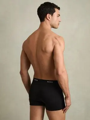 REISS Heller Three Pack Organic Cotton Boxers Plain - Black