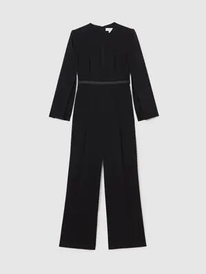 REISS Plunge-neck Split-sleeve Jumpsuit