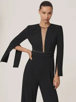REISS Plunge-neck Split-sleeve Jumpsuit