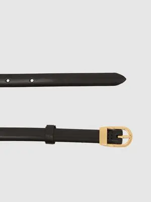 REISS Leather Mini-buckle Belt - Black