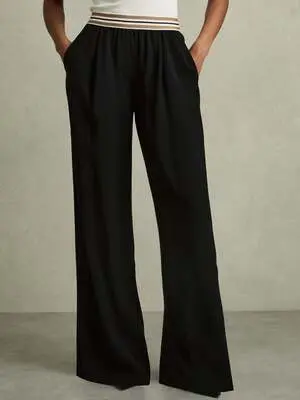 REISS Stripe-waistband Wide-leg Trousers