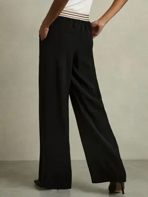REISS Stripe-waistband Wide-leg Trousers
