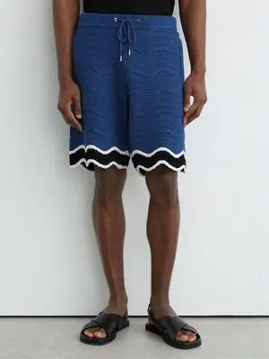 REISS Cotton-blend Wave-knit Tipped Shorts