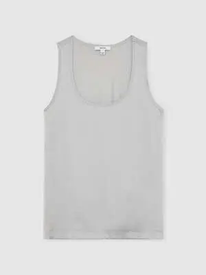 REISS Silk-front Camisole Top - Grey