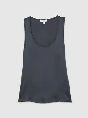 REISS Ruby Silk Front Cami Top - Navy