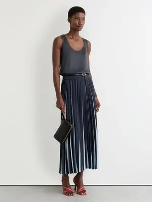 REISS Ruby Silk Front Cami Top - Navy