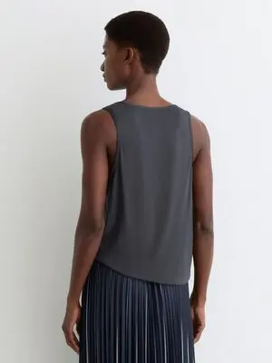REISS Ruby Silk Front Cami Top - Navy