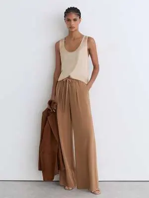 REISS Silk-front Cami Top - Neutral