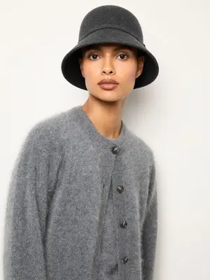 REISS Felted-wool Bucket Hat - Grey