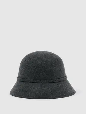 REISS Felted-wool Bucket Hat - Grey