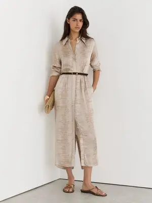 REISS Snake-print Belted Midi Shirt Dress - Neutral