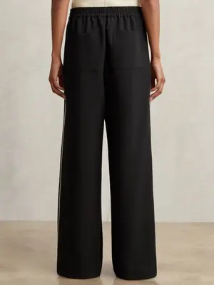 REISS Robyn Side-stripe Wide-leg Trousers - Black