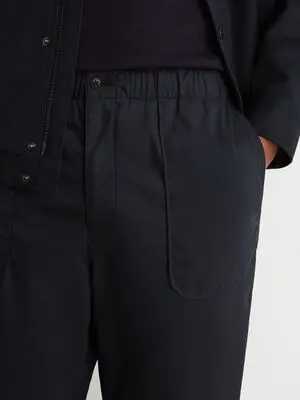 REISS Cotton-blend Lightweight Tapered Trousers - Navy