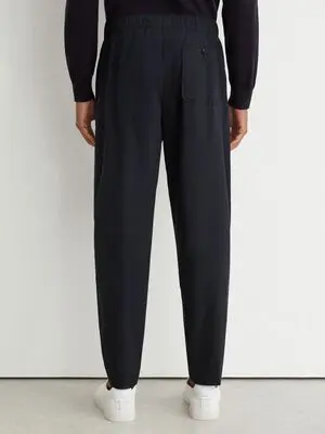 REISS Cotton-blend Lightweight Tapered Trousers - Navy