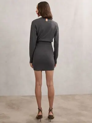 REISS Wool Crystal Bow Mini Dress