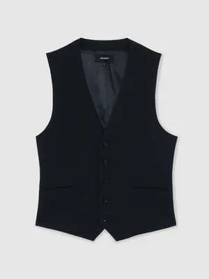REISS Belmont Single-breasted Wool Blend Waistcoat - Navy