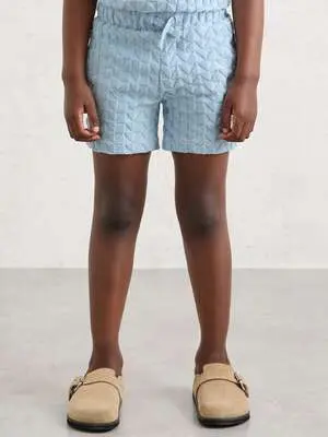 REISS 9-13 Yrs Textured Towelling Shorts - Soft Blue
