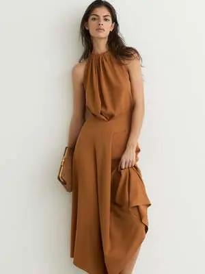 REISS Maeve Sleeveless Midi Dress - Orange
