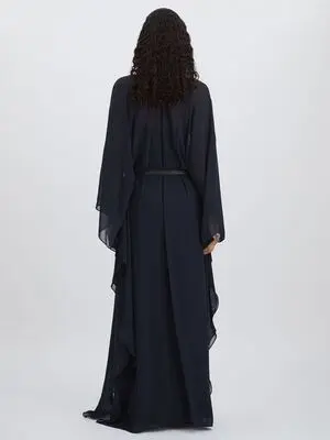 Halston Blue Bell Sleeve Maxi Dress - Navy