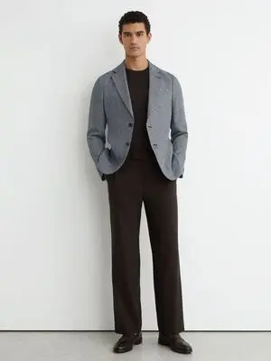 REISS Houndstooth Single-breasted Blazer Cotton-blend Tailored-fit