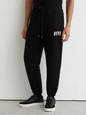 REISS Cotton Logo-print Cuffed Joggers