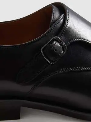 REISS Leather Double Monk Strap Shoes