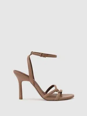 REISS Leather Link-strap Stiletto Sandals - Neutral