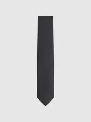 REISS Textured Silk Neck Tie - Black