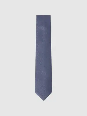 REISS Textured Silk Neck Tie - Blue