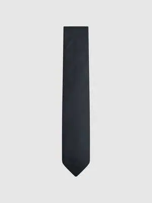 REISS Textured Silk Neck Tie - Navy