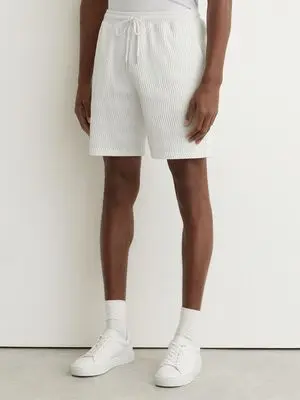 REISS Textured Wave Drawstring Shorts - White