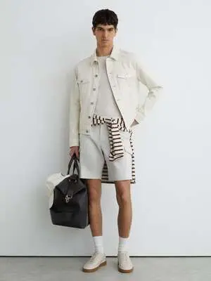 REISS Wicket Cotton Chino Shorts With Stretch - Chalk
