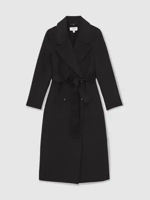REISS Detachable Faux-fur Collar Coat Wool-blend