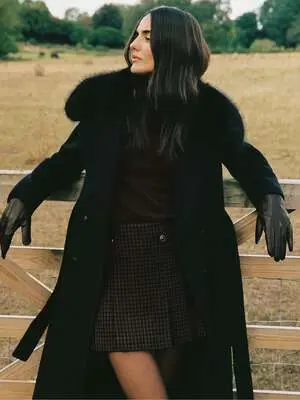 REISS Detachable Faux-fur Collar Wool-blend Coat