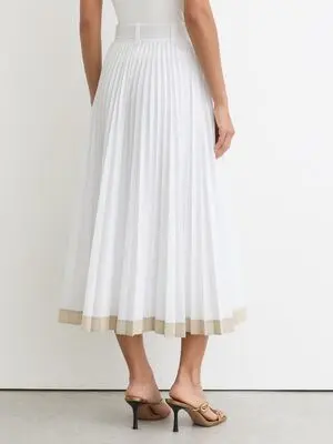 REISS Pleated Belted Midi Skirt With Cotton