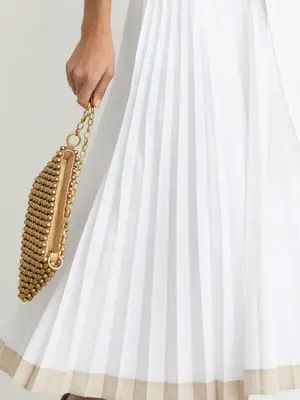 REISS Pleated Belted Midi Skirt With Cotton