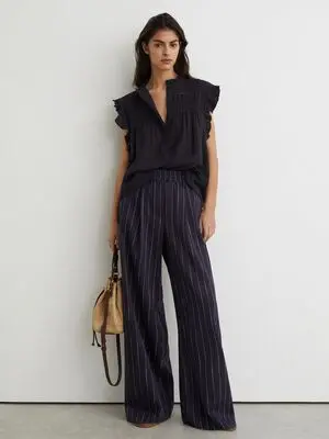 REISS Cotton Cheesecloth Sleeveless Top