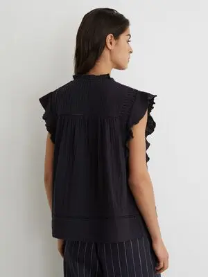 REISS Cotton Cheesecloth Sleeveless Top