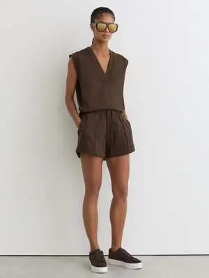 REISS Cotton-blend Drawstring Sweat Shorts - Chocolate Brown