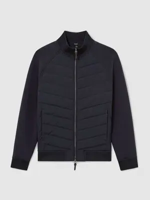 REISS Hybrid Quilted And Interlock Zip Jacket