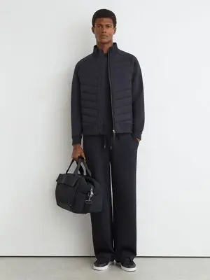 REISS Hybrid Quilted And Interlock Zip Jacket