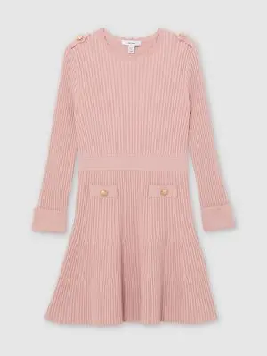 REISS 9-13 Yrs Rib-knit Skater Dress