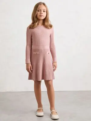 REISS 9-13 Yrs Rib-knit Skater Dress